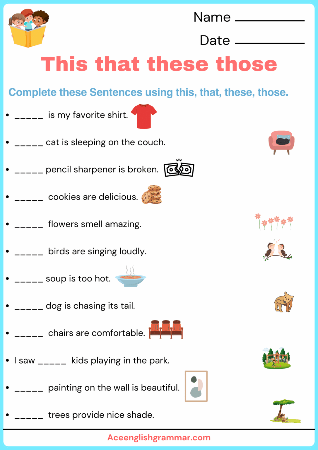 This That These Those Worksheets: Demonstrative Pronouns