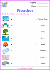 Weather Vocabulary Worksheets in English - AceEnglishGrammar