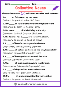 Printable Collective Nouns Worksheets with Answers - AceEnglishGrammar