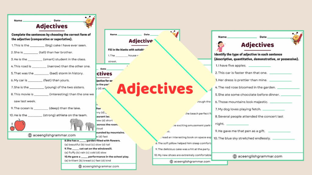 Printable Worksheets on Adjectives with Answers - AceEnglishGrammar