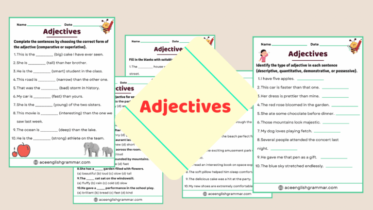 Printable Worksheets on Adjectives with Answers - AceEnglishGrammar